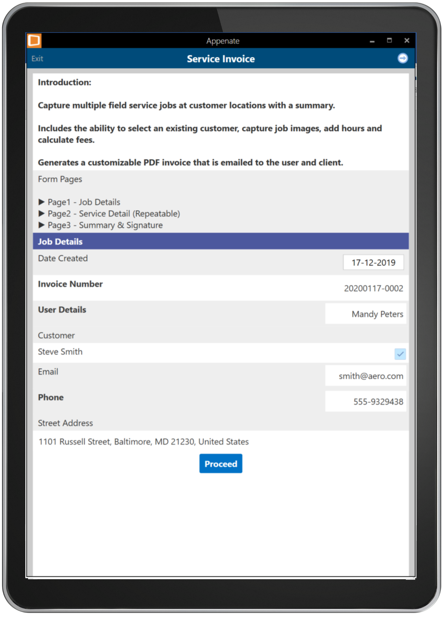 Factura de servicio - Appenate