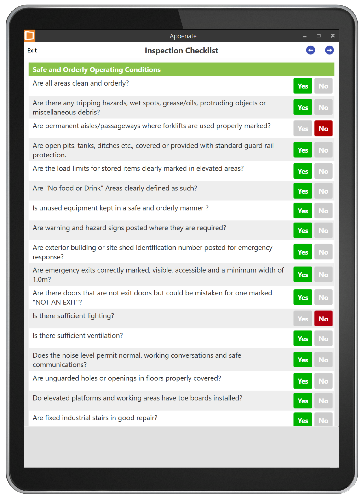 Inspection Checklist