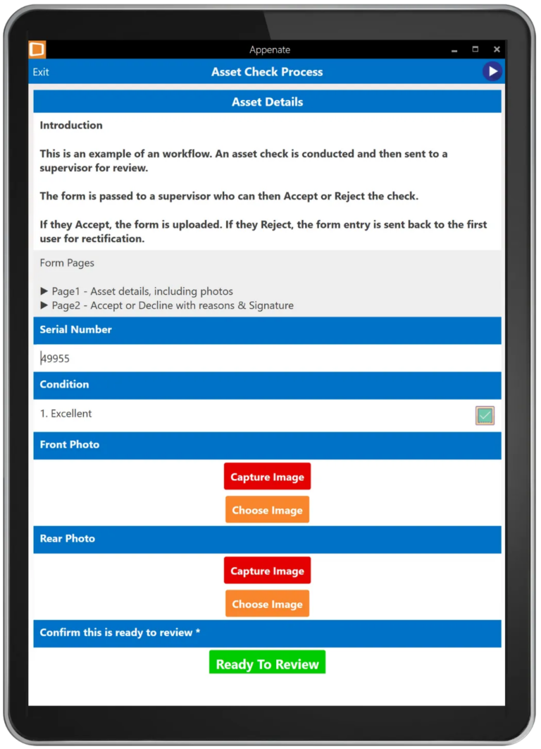 Asset Check Process App
