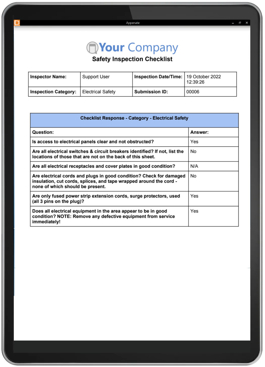 Safety Audit Checklist