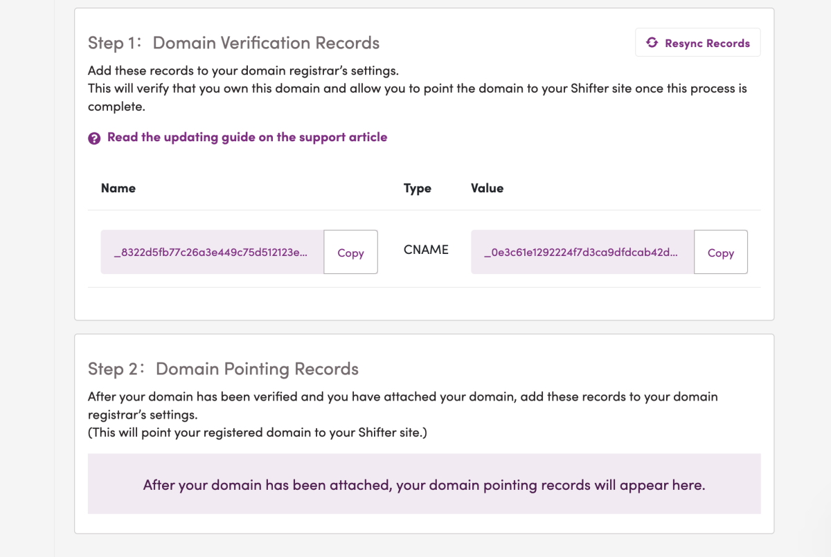 Design update for domain attachment in the Shifter Dashboard - Shifter